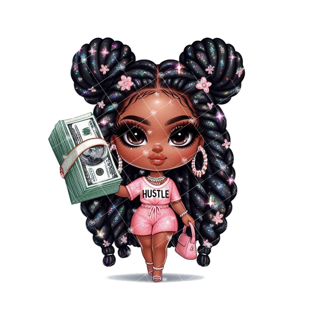 Black Woman Chibi Clipart, Black Woman Motivational Sublimation File ...