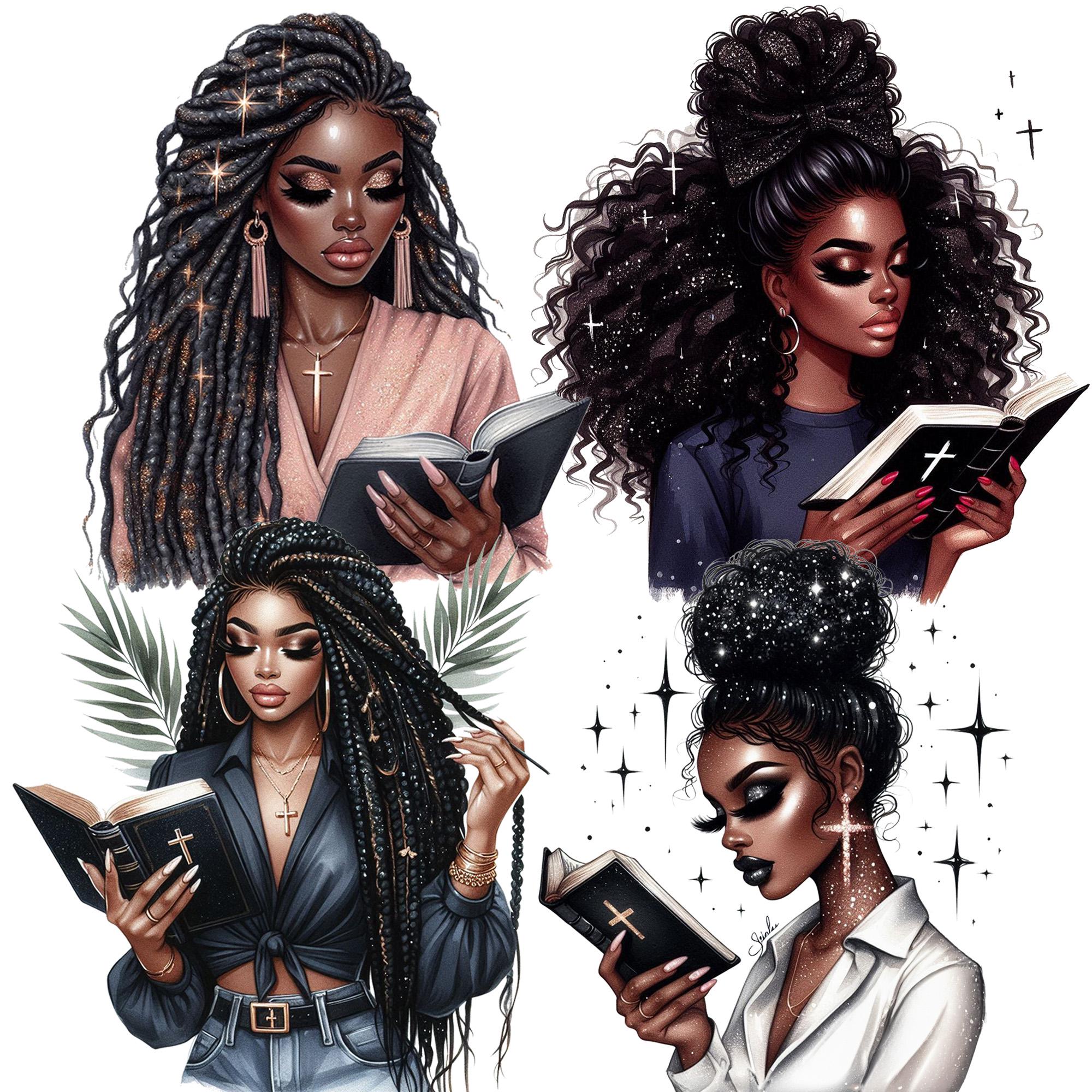 12 Black Girl Faith Clipart, Black Woman Bible Clipart, Jesus and Faith ...