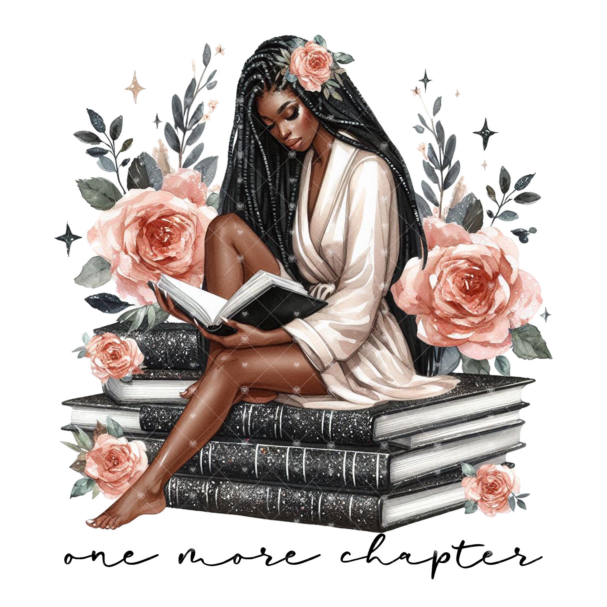 Black Girls Reading Clipart, Book Lover Clipart, Self Love Clipart ...
