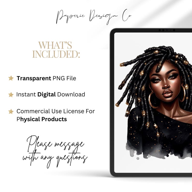 Black Girl Art PNG, Locs Clipart, Dreads Clipart, Black Woman Clipart ...