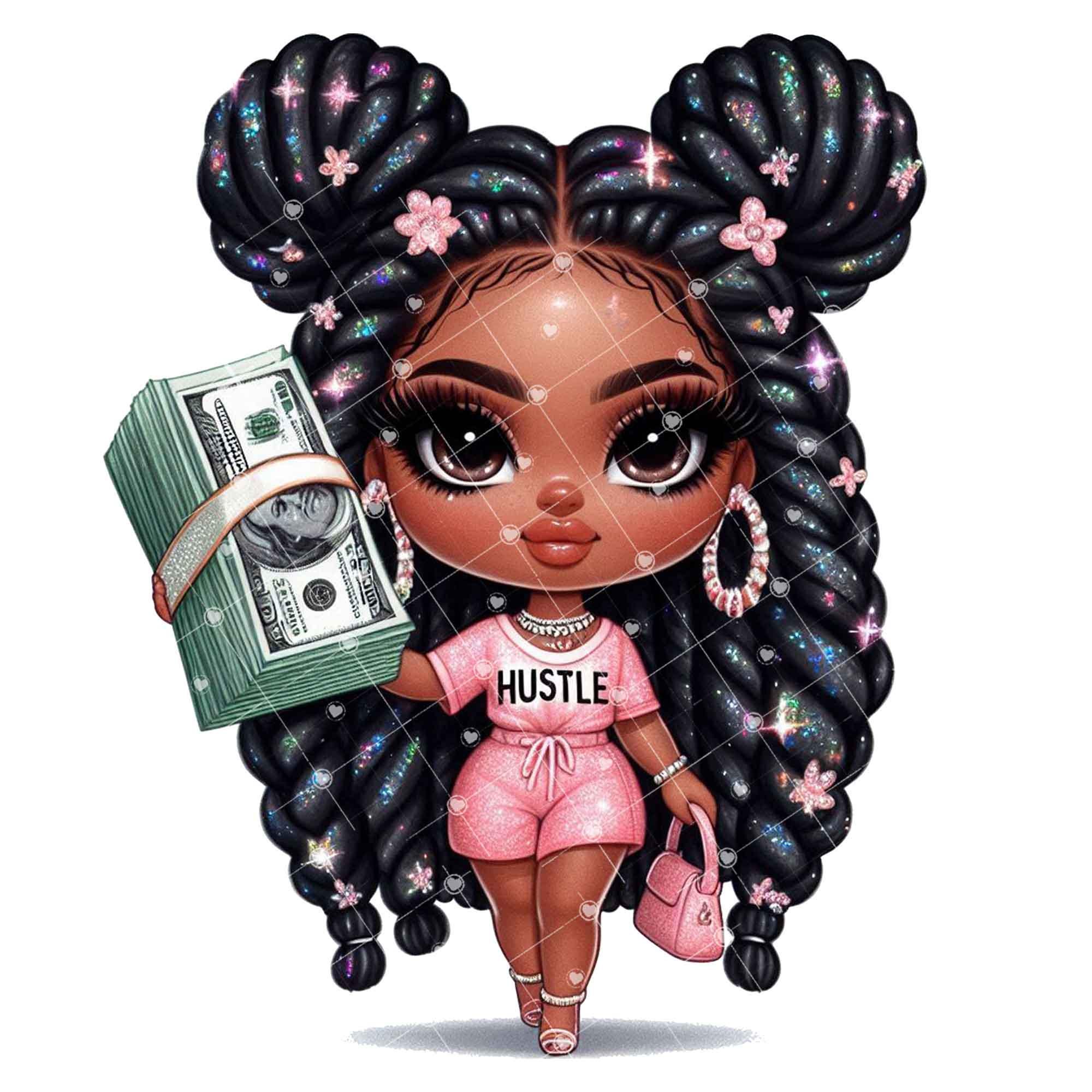 Black Woman Chibi Clipart, Black Woman Motivational Sublimation File ...