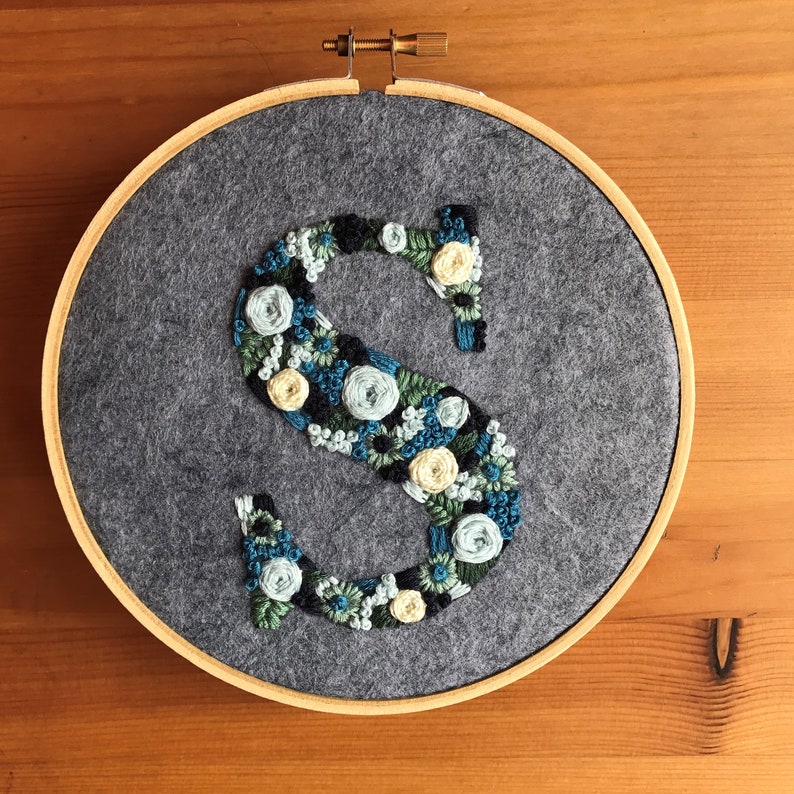 Floral Letter L Embroidery Pattern, DIY Initial (digital PDF) - Etsy
