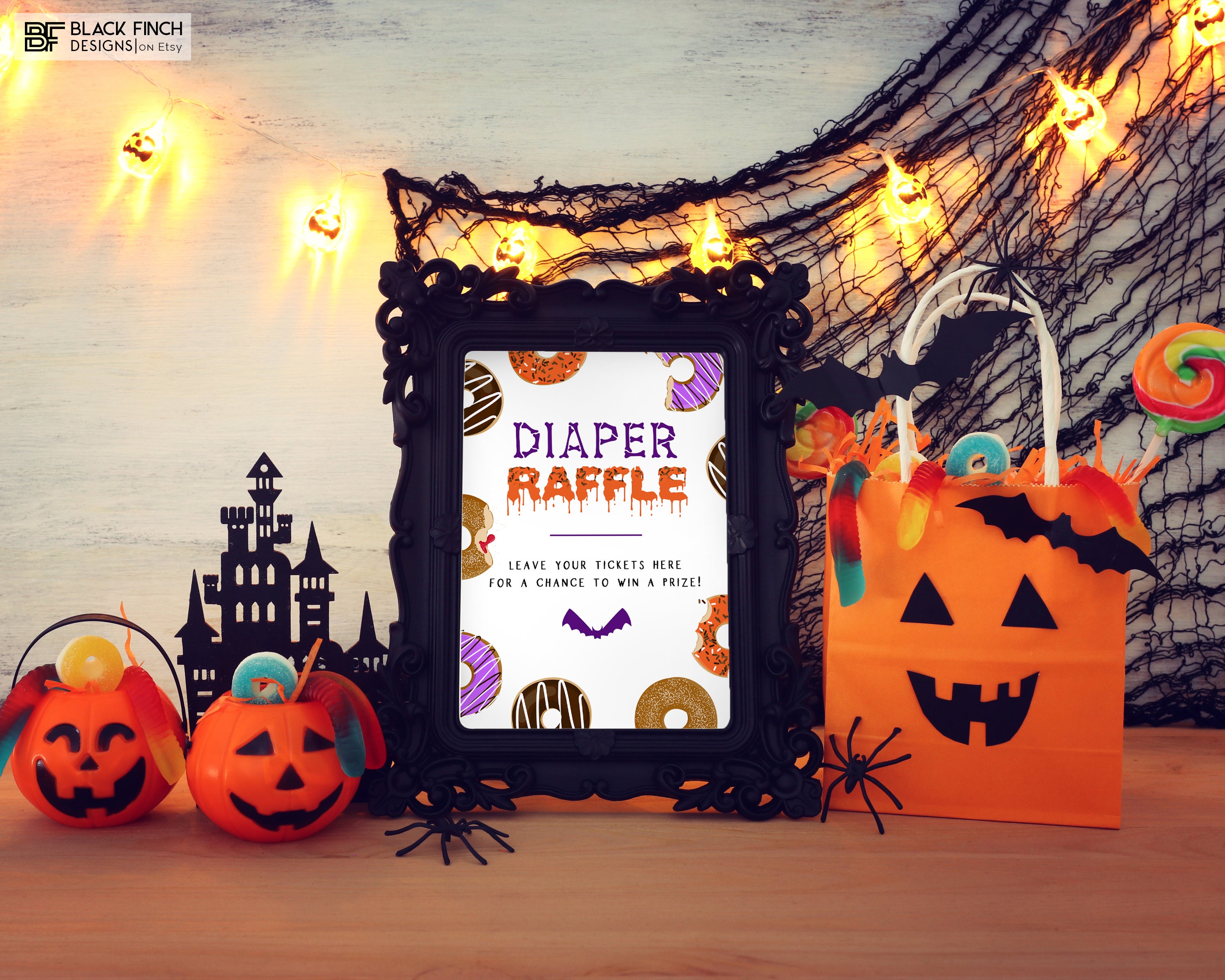 Halloween Diaper Raffle Insert Card & Shower Sign Printable | Etsy