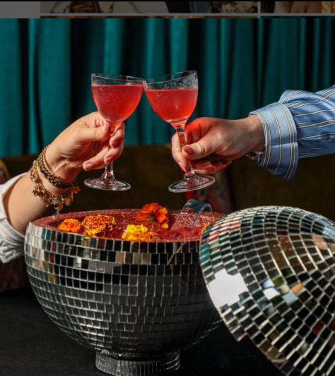 Custom Disco Ball Punch Bowl 12-inch, Holiday Party Decor, Christmas ...