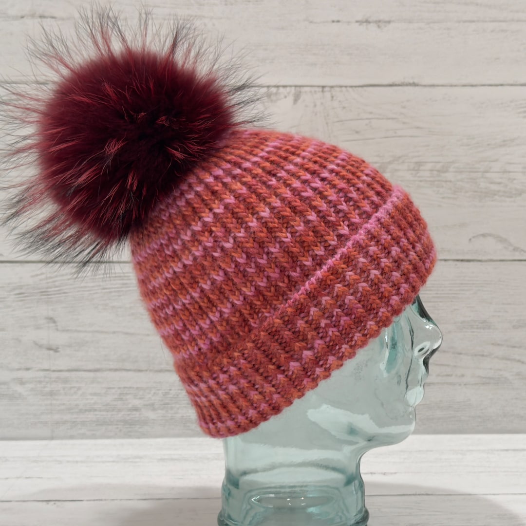 Double Twist Rib Hat Knit Pattern Worsted Yarn - Etsy