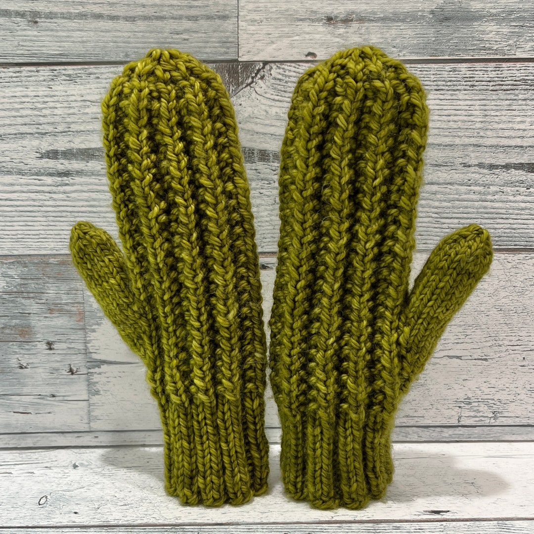 Squishy Split Rib Mittens Knit Pattern Bulky Yarn - Etsy
