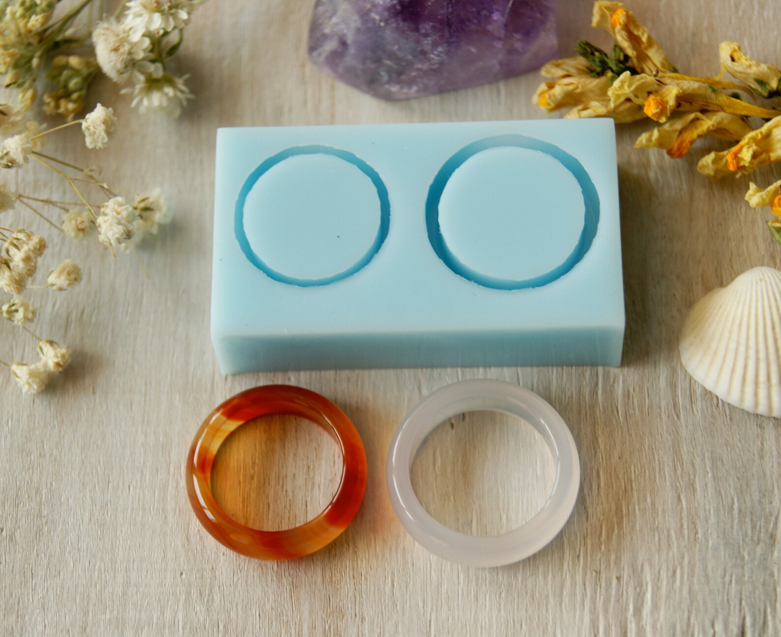 Smooth ring mold 2 pcs-size 6.5 7.5 17 mm and 18 mm Resin | Etsy