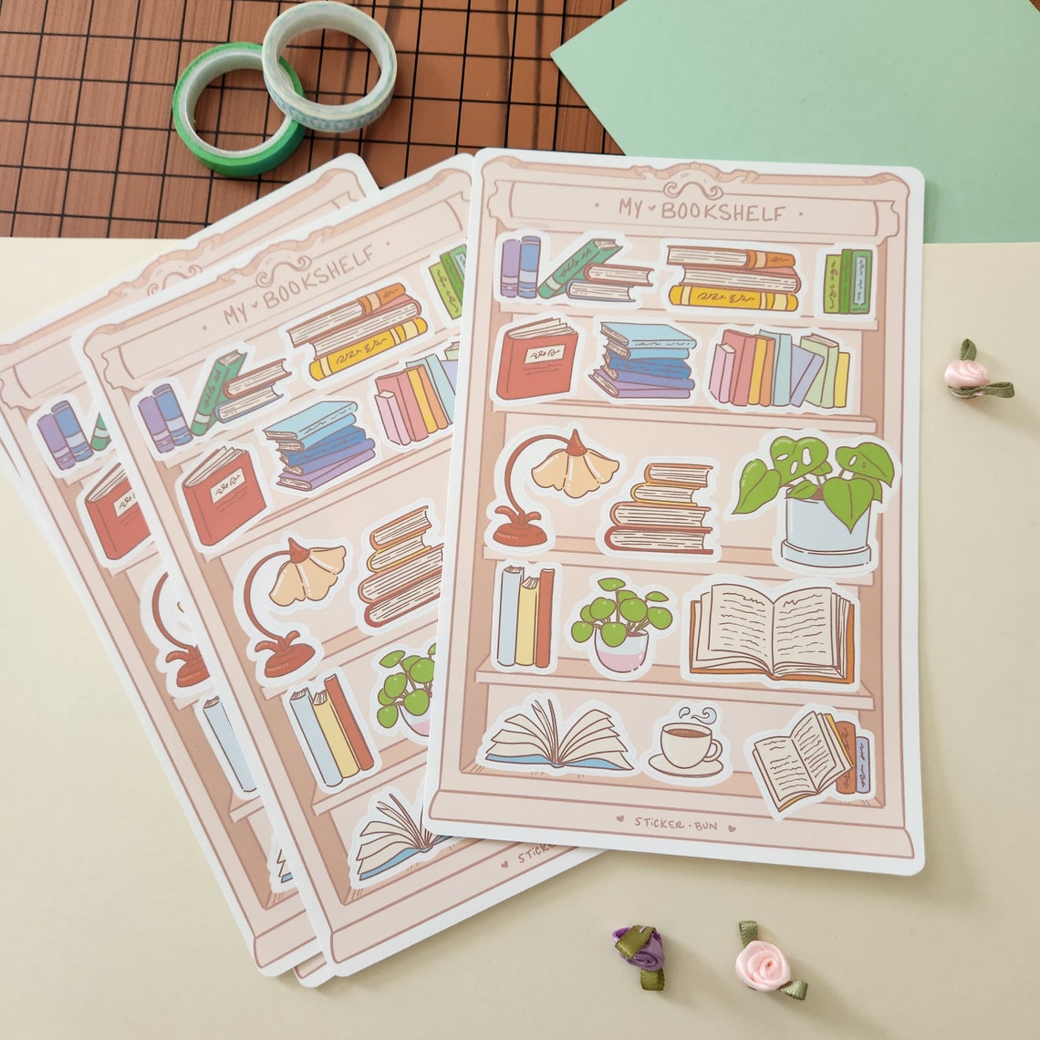 My Bookshelf Sticker Sheet | Journal Stickers | Planner Stickers ...