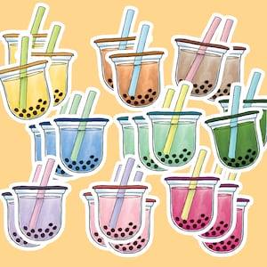 Cute Boba Tea Stickers | 3" Die Cut | Glossy Stickers | Bubble Tea ...