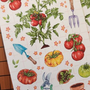 Cute Detailed Tomato Garden Sticker Sheet | Journal Stickers | Planner ...