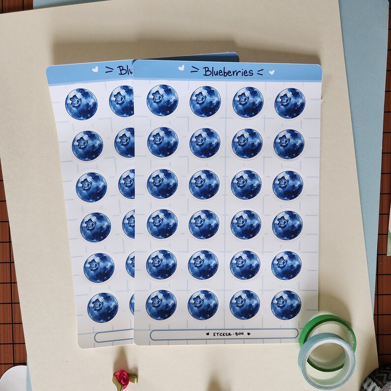 Cute Semi Realistic Blueberries Sticker Sheet | Journal Stickers ...