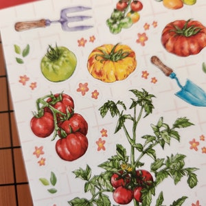 Cute Detailed Tomato Garden Sticker Sheet | Journal Stickers | Planner ...