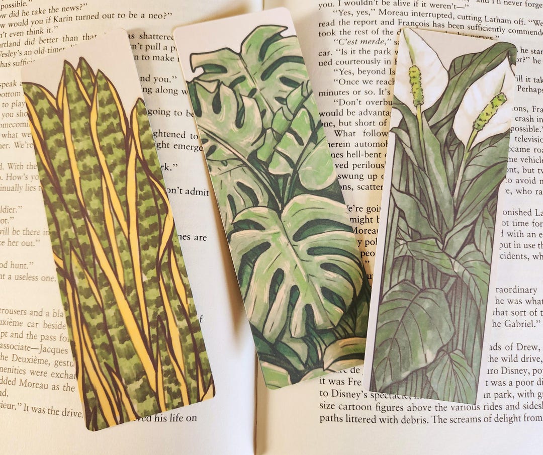 Houseplants Bookmarks | Cute Laminated Bookmarks - Etsy