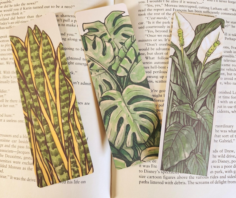 Houseplants Bookmarks | Cute Laminated Bookmarks - Etsy
