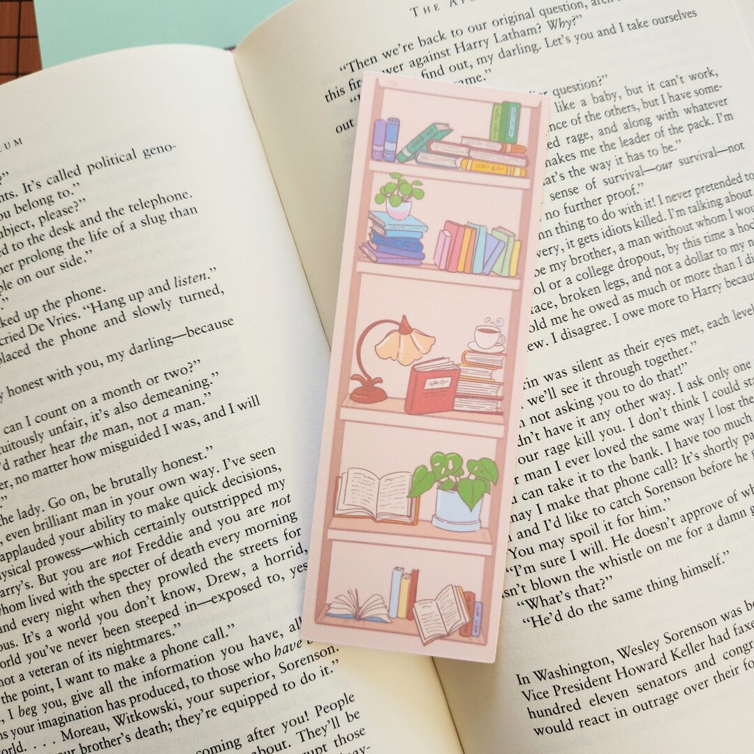 My Bookshelf Bookmarks | Cute Bookmarks | Laminated Bookmark | Cozy ...