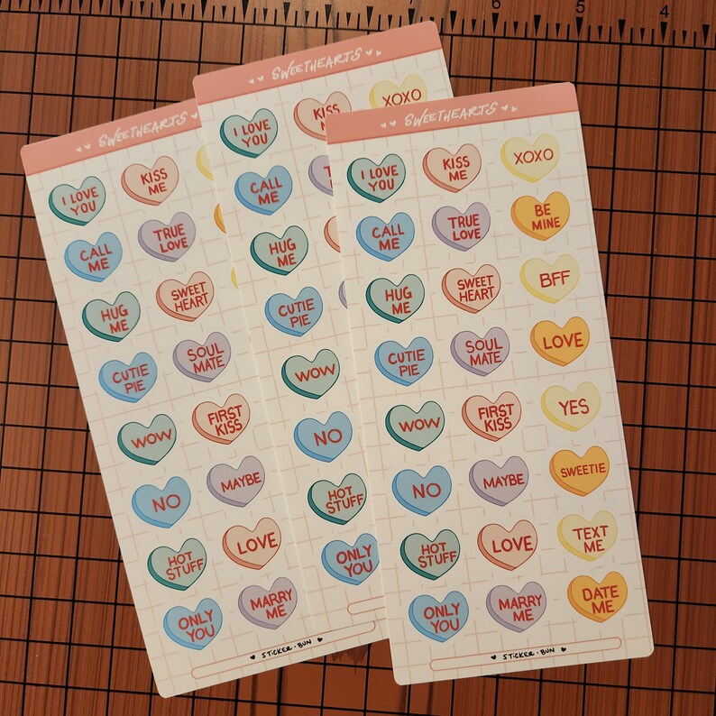 Conversation Hearts Sticker Sheet | Journal Stickers | Planner Stickers ...