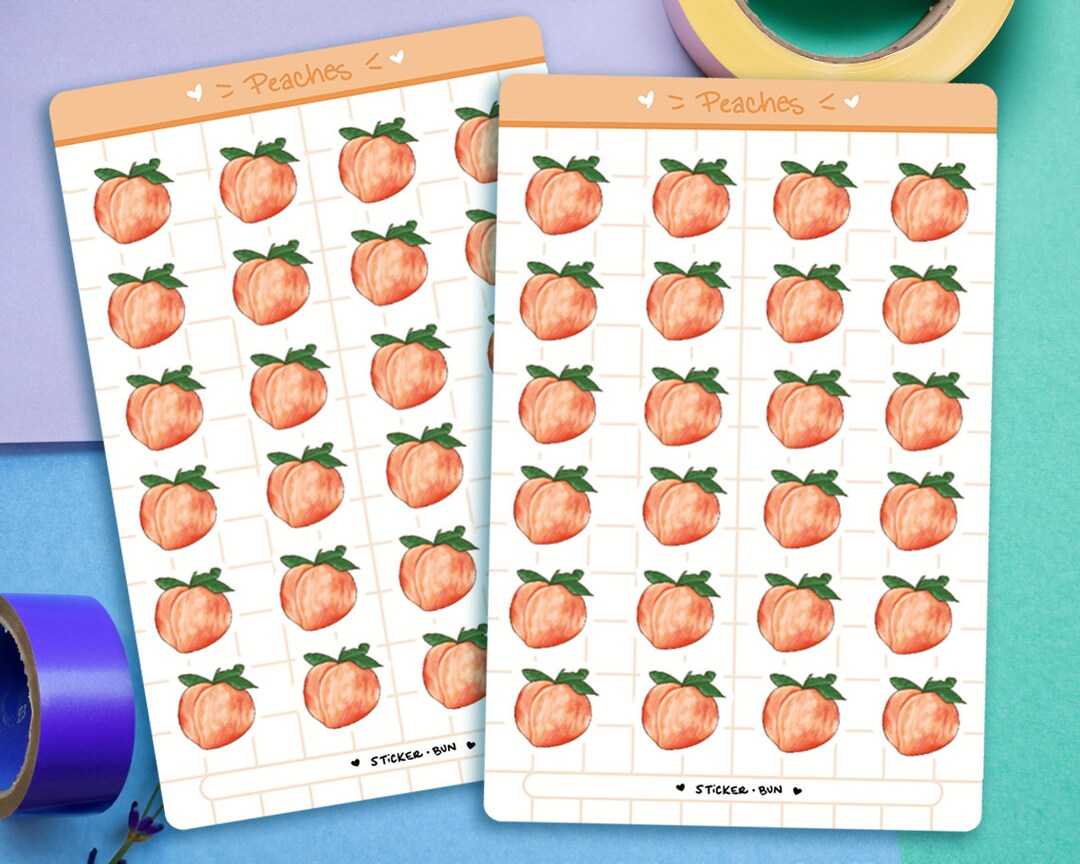 Cute Semi Realistic Peach Sticker Sheet | Journal Stickers | Planner ...