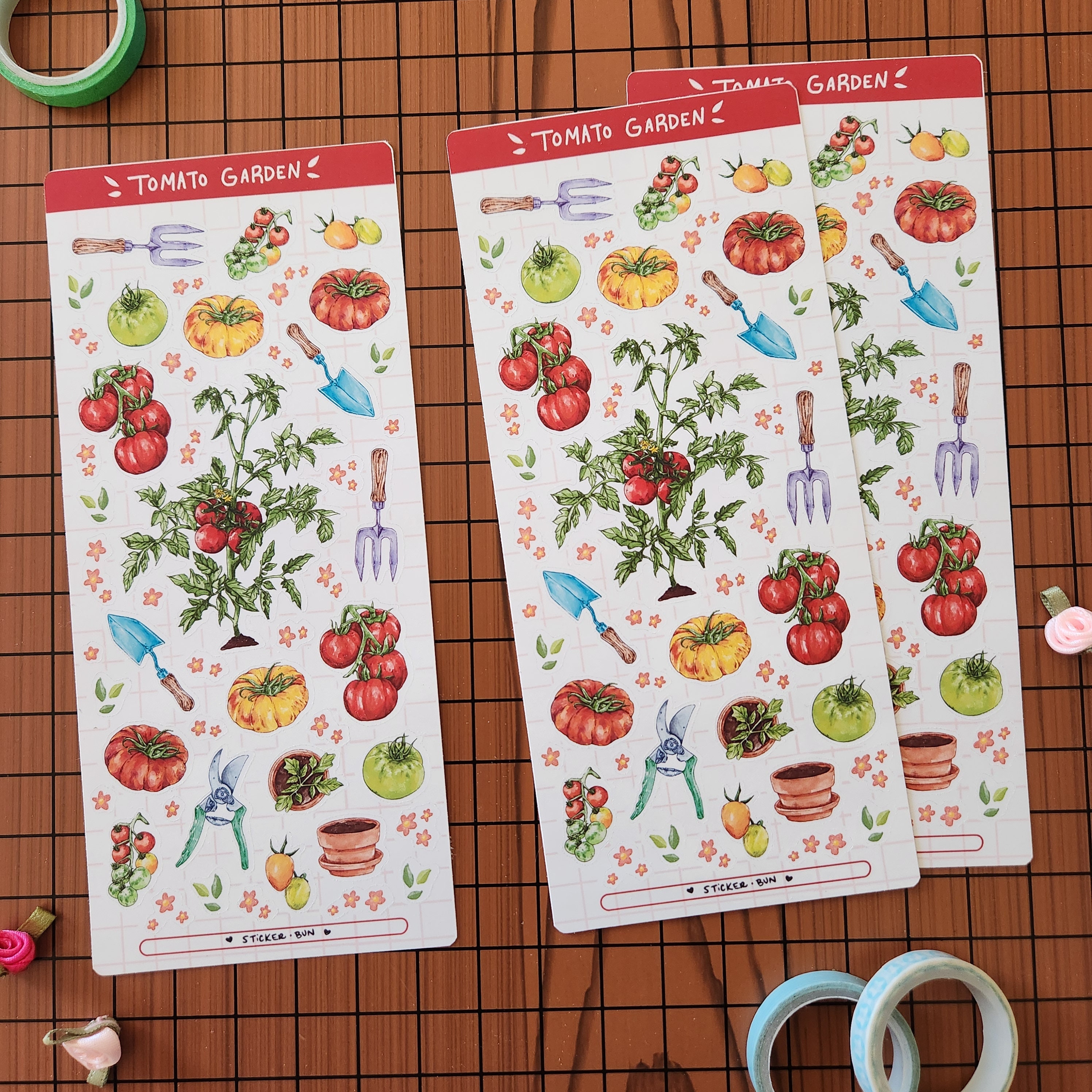 Cute Detailed Tomato Garden Sticker Sheet | Journal Stickers | Planner ...