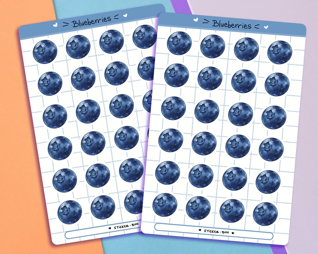 Cute Semi Realistic Blueberries Sticker Sheet | Journal Stickers ...