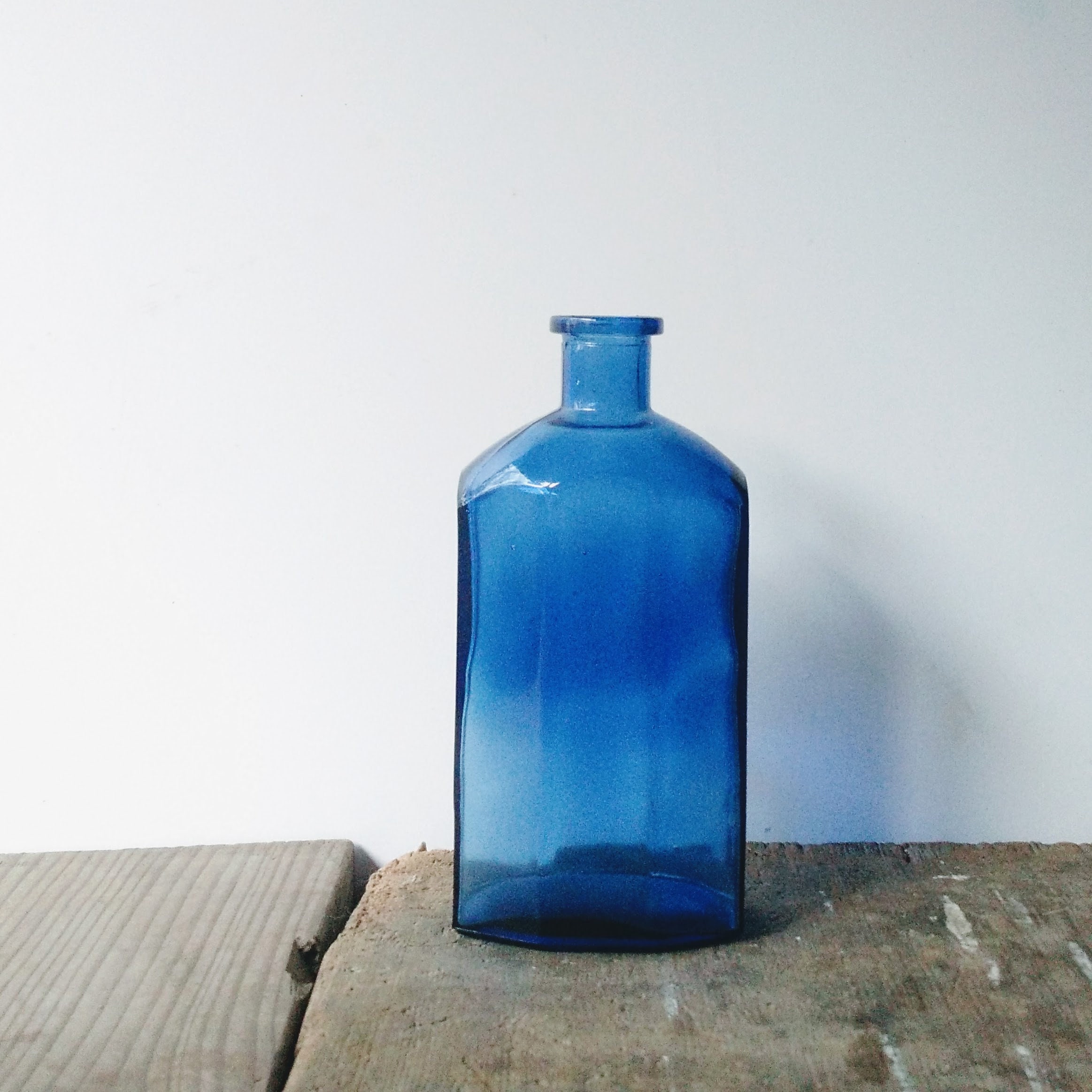 Antique Style Octagonal Cobalt Glass Pharmacy Bottle Etsy
