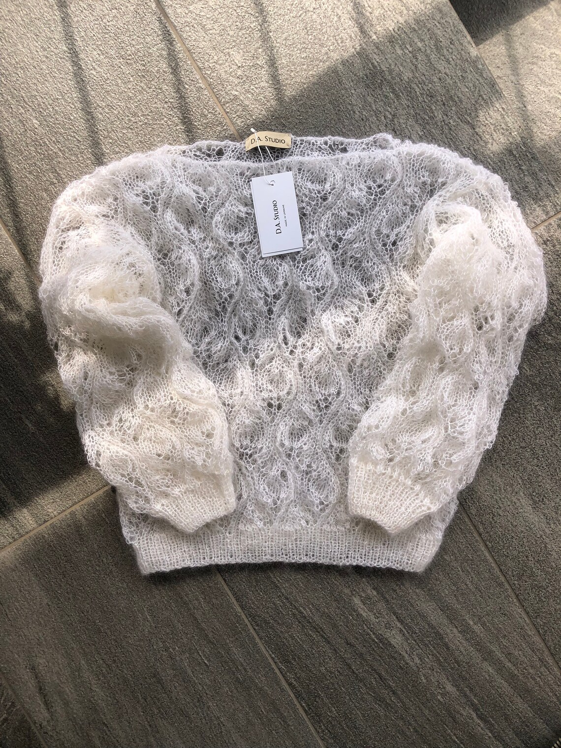 Hand Knit Sweater Pullover White Wedding Bride Kid Mohair Open - Etsy