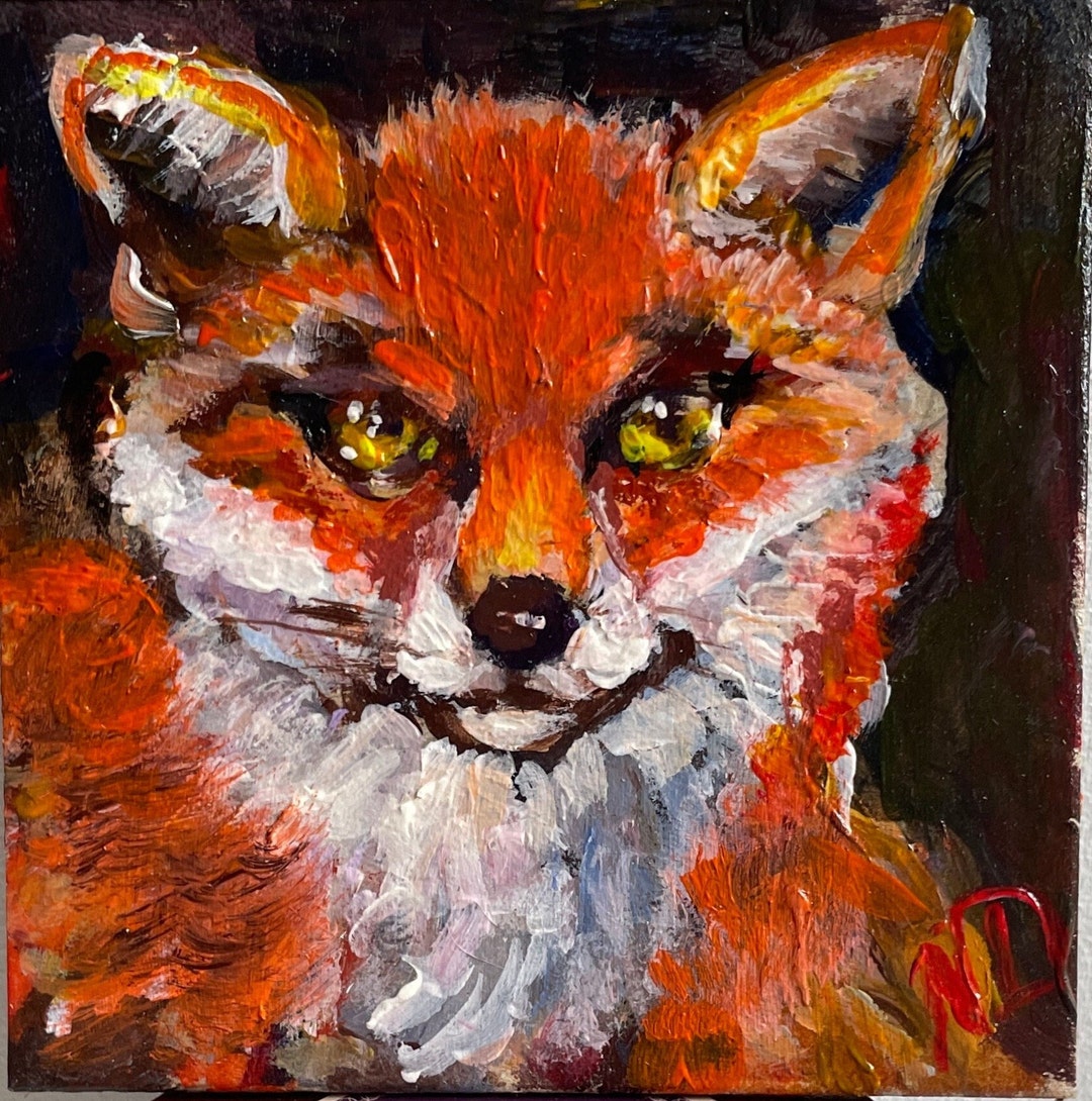 Red Fox Portrait Painting Original Artwork Wild Animal Wall Art ...