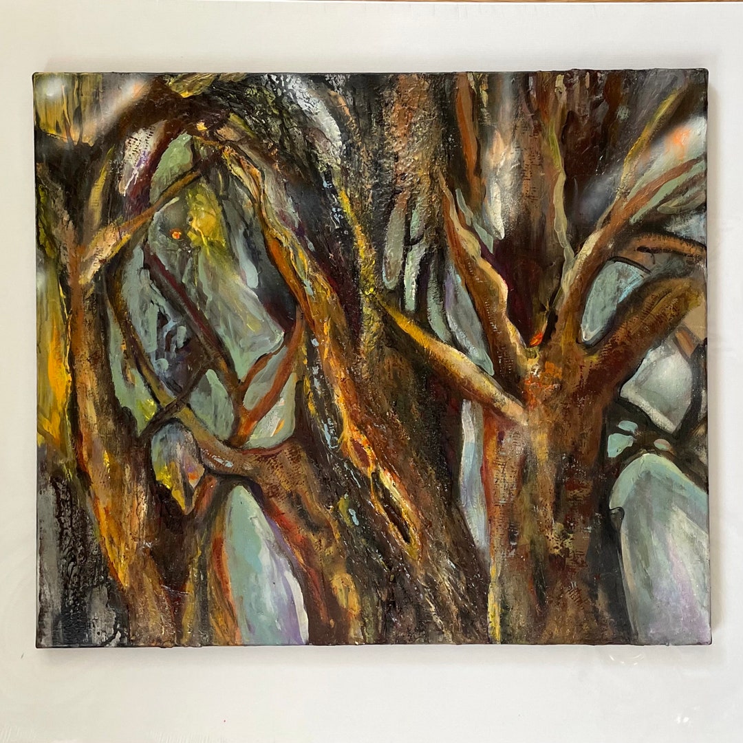 Oak Tree Painting Modern Abstract Wall Art Original Acrylic Canvas ...