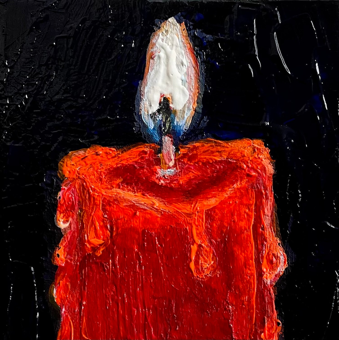 Burning Candle Flame Fire Light Painting Original Art on - Etsy