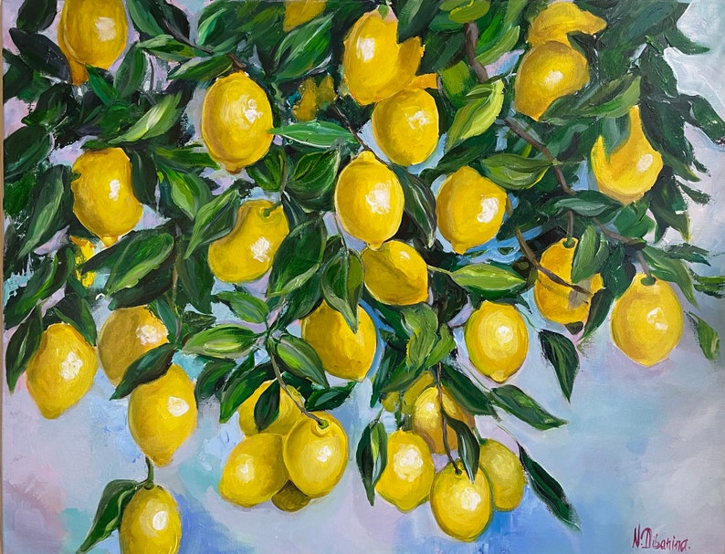 Lemon Tree Painting Original Art Made to Order Citrus Fruit - Etsy