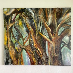 Oak Tree Painting Modern Abstract Wall Art Original Acrylic Canvas ...