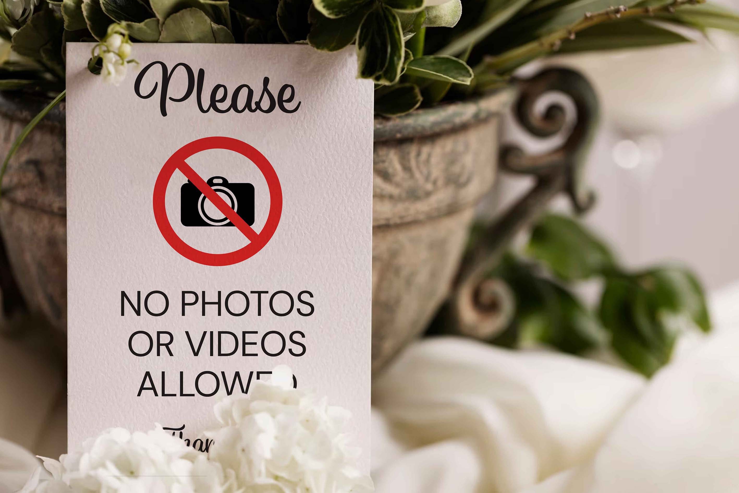 No Photos or Video Sign / No Picture Sign / No Video Sign / No ...