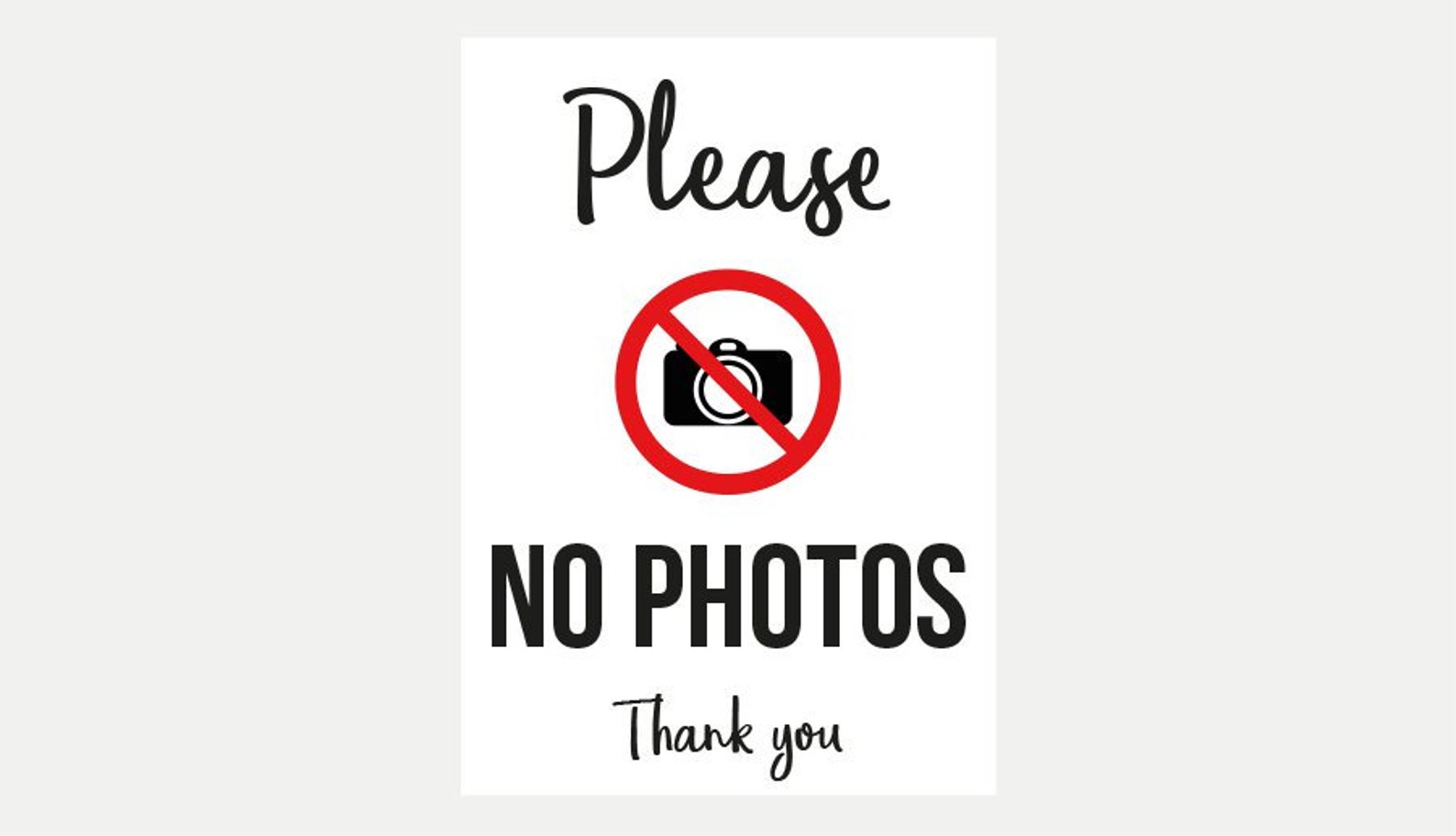 No Photos Sign / No Picture Sign / No Photography Sign / No Cameras ...