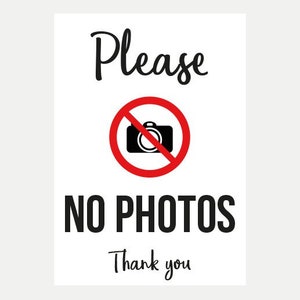 No Photos Sign / No Picture Sign / No Photography Sign / No Cameras ...
