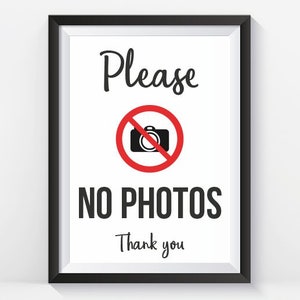 No Photos Sign / No Picture Sign / No Photography Sign / No Cameras ...