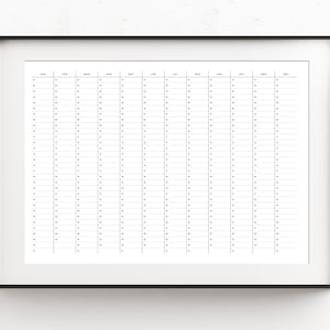 Blank Year Calendar Printable, Year Planner, Wall Calendar, Block ...