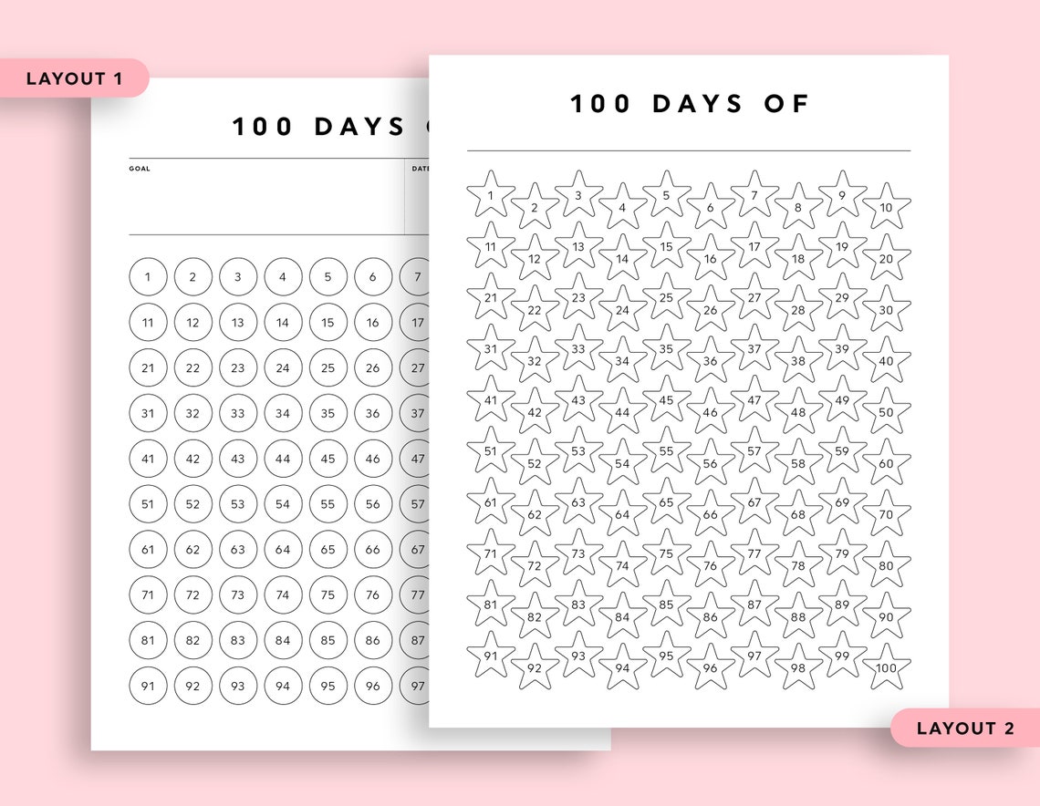 100 Day Habit Tracker Printable 100 Day Challenge Minimal | Etsy