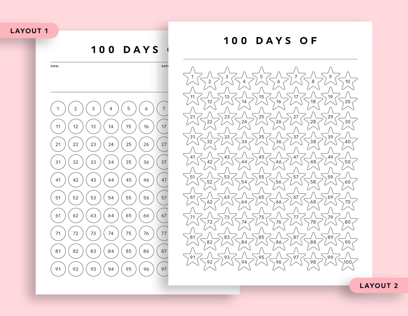 100 Day Habit Tracker Printable, 100 Day Challenge, Minimal Habit ...