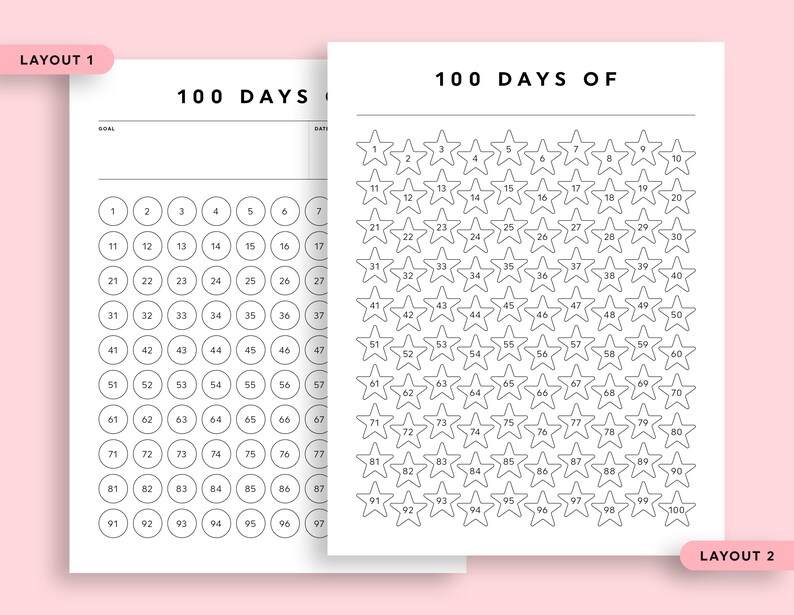 100 Day Habit Tracker Printable, 100 Day Challenge, Minimal Habit ...