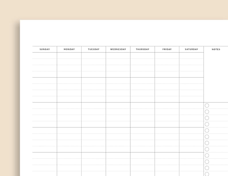 Blank Calendar Notes Printable Monthly Calendar Wall - Etsy