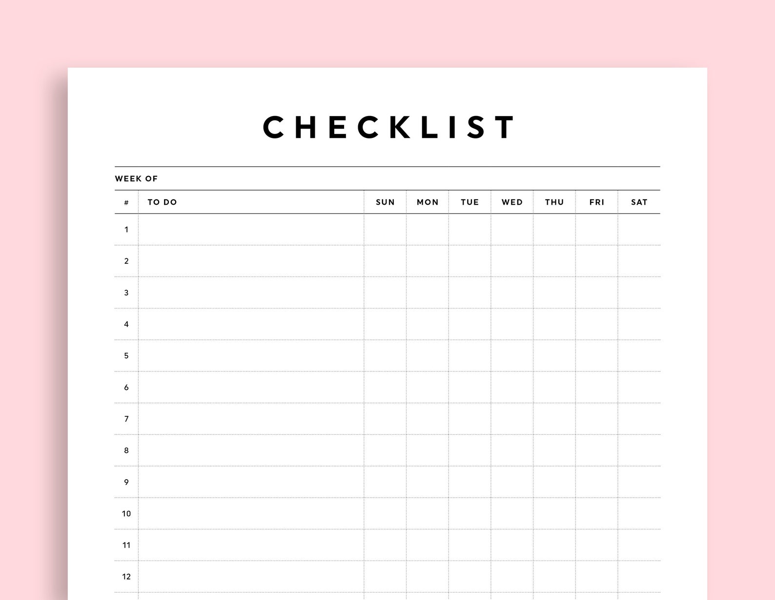 Weekly Checklist Printable, to Do List Template, Editable Fillable ...
