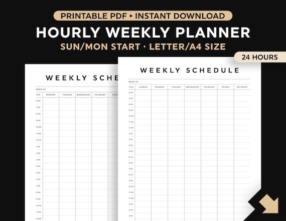 Time Block Planner Printable Hourly Weekly Schedule Daily - Etsy
