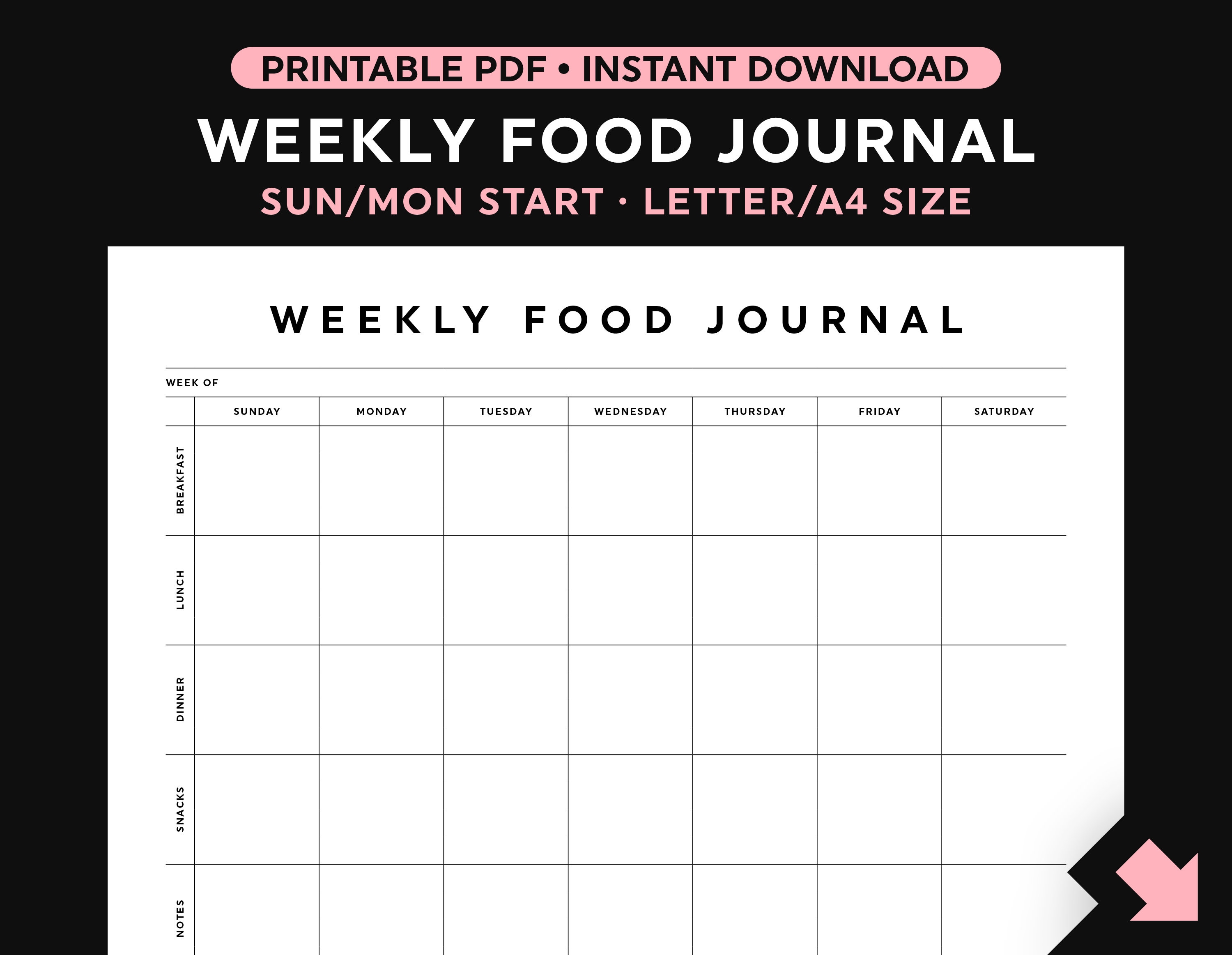 Weekly Food Log Template