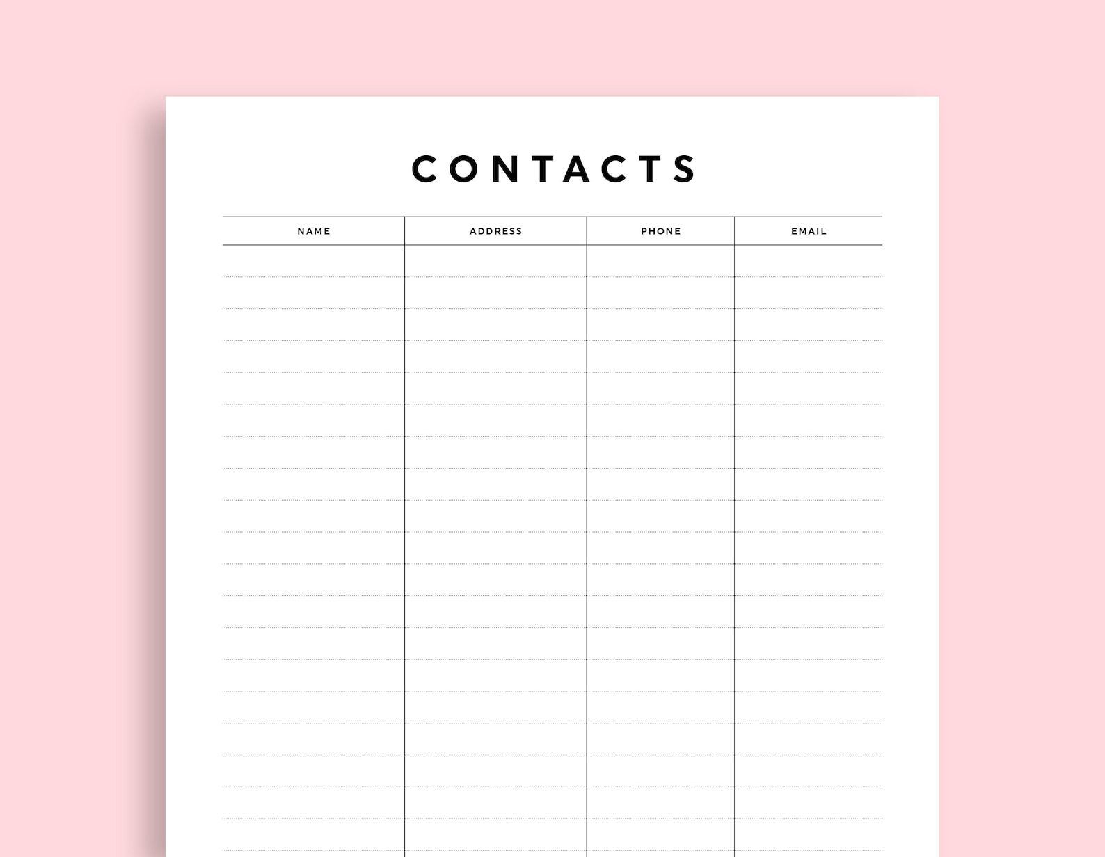 Printable Contact List, Address Book Printable, Address Log Printable ...