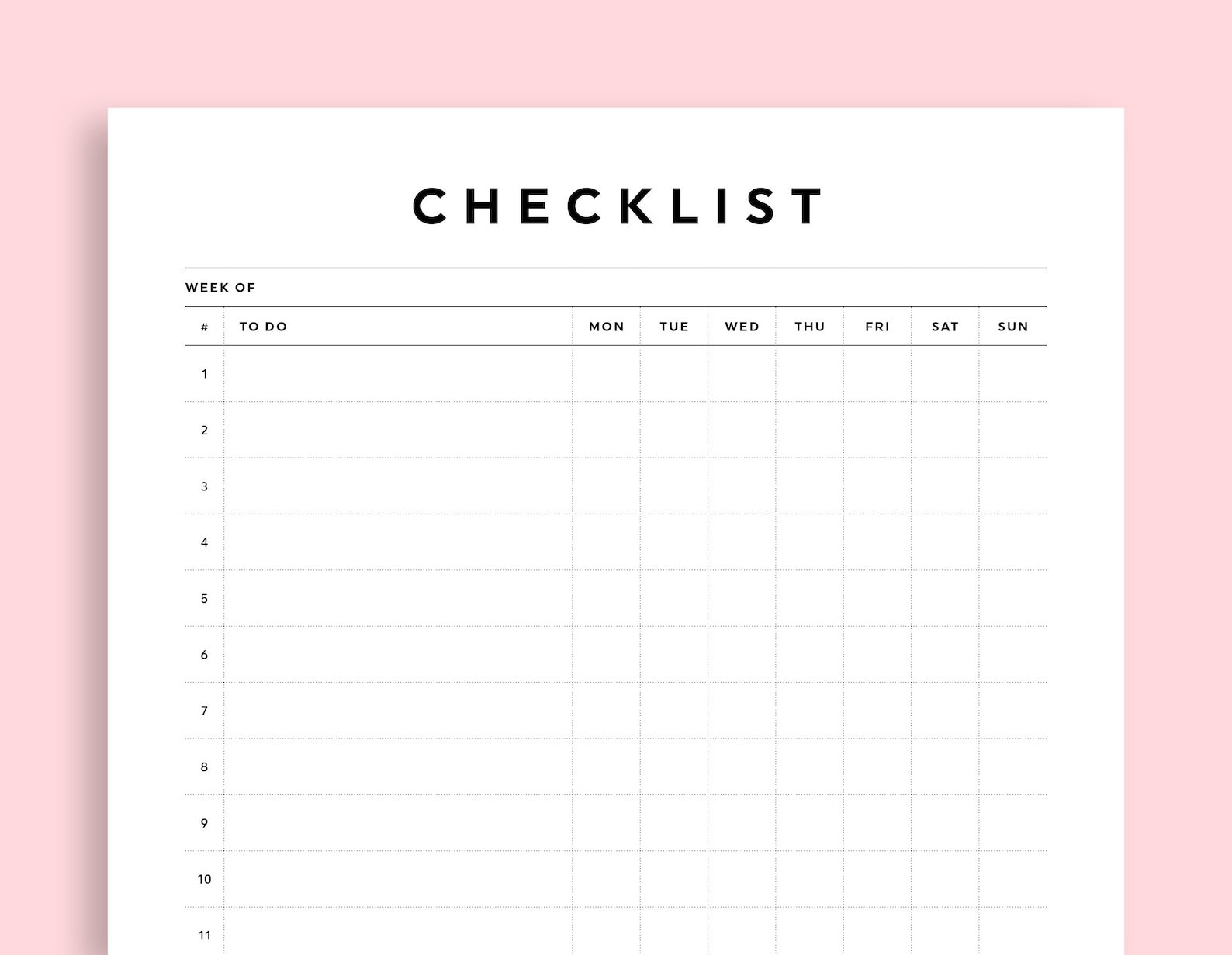 Weekly Checklist Printable, to Do List Template, Editable Fillable ...