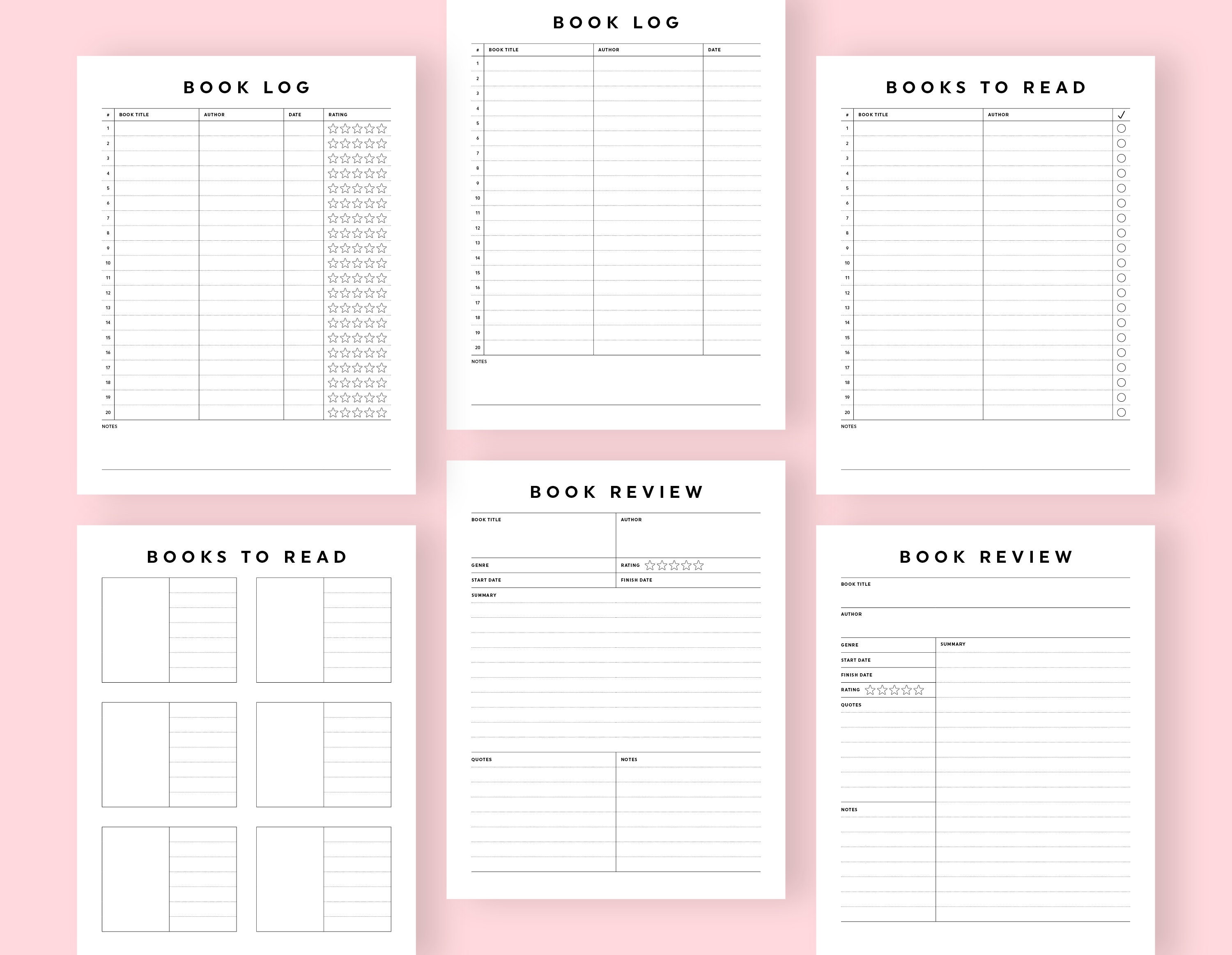 Book Planner Printable, Reading Planner Printable Bundle, Book Log ...
