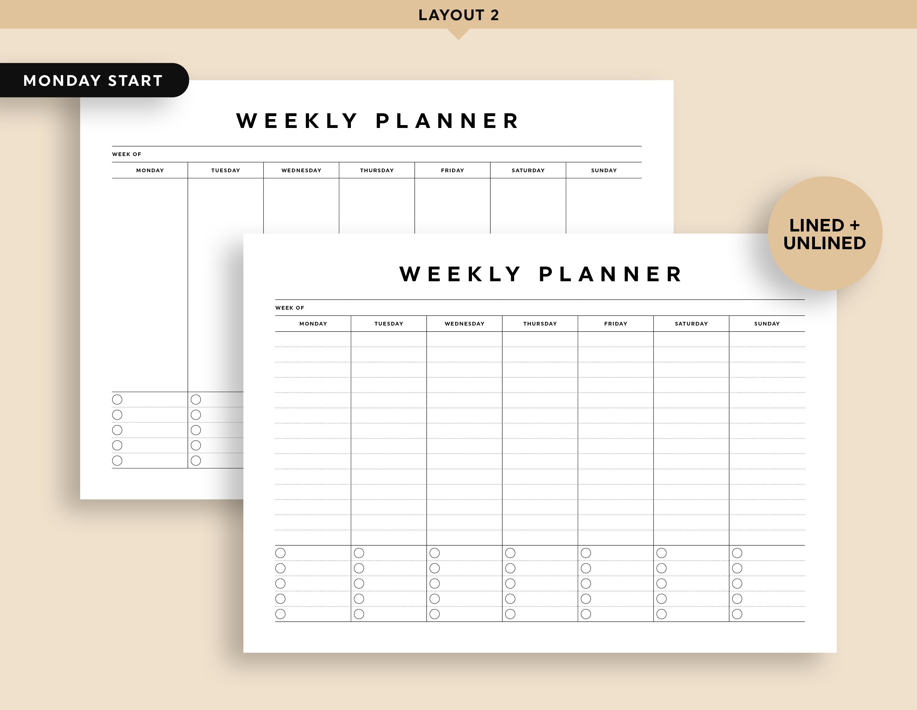 Weekly Planner Printable, Weekly Desk Calendar, Printable Weekly ...
