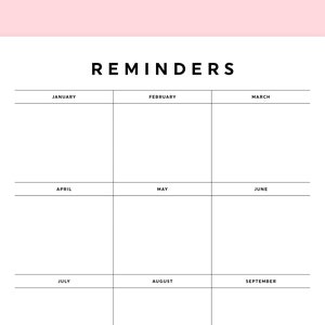 Reminders Printable, 2023 Reminders Printable, Yearly Reminders ...