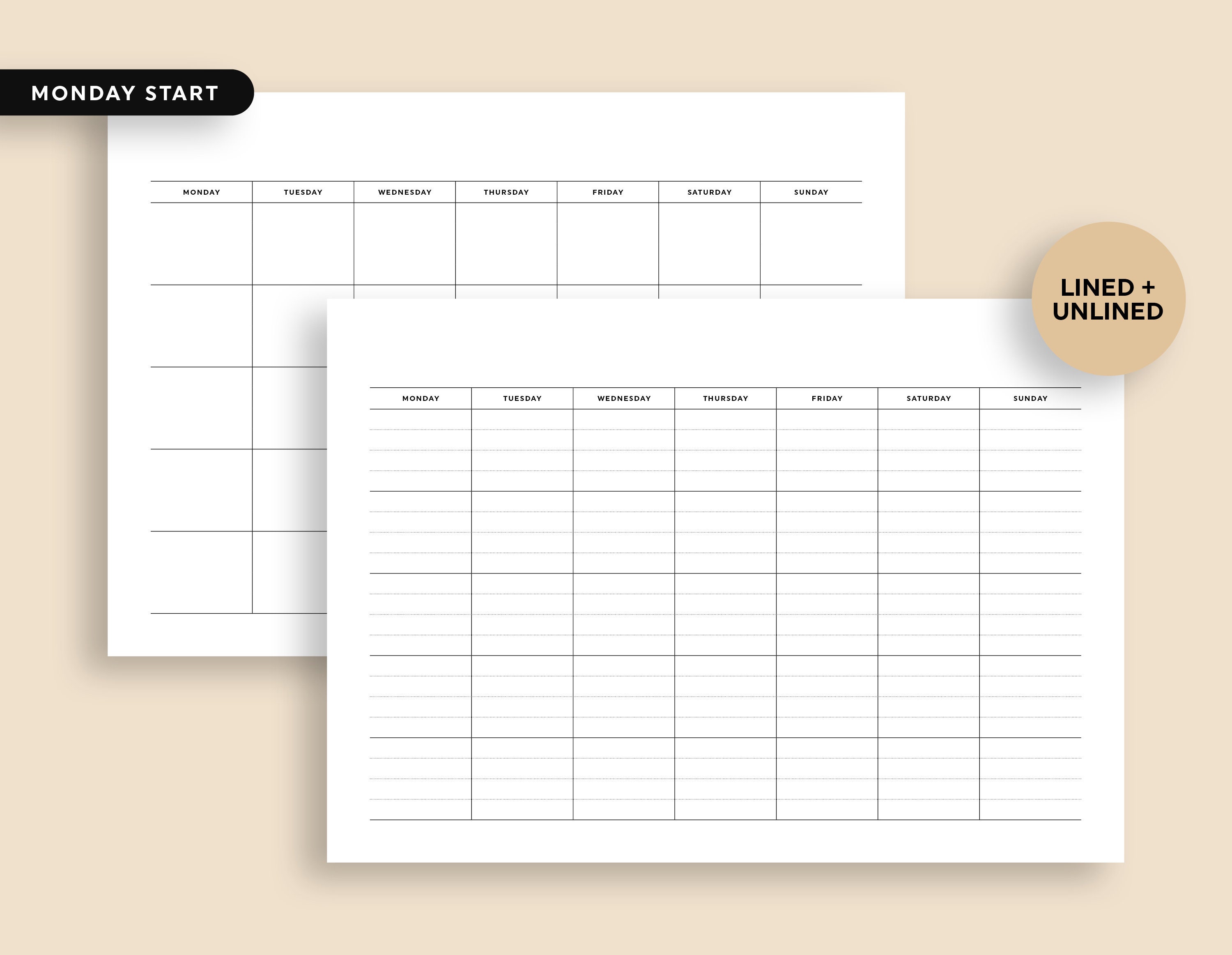 Blank Monthly Calendar Printable, Undated Monthly Calendar, Month ...
