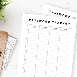 Password Tracker Printable Letter Size PDF Instant Download | Etsy