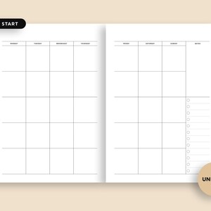 2 Page Blank Monthly Calendar Printable, Two Page Month Calendar, Lined ...